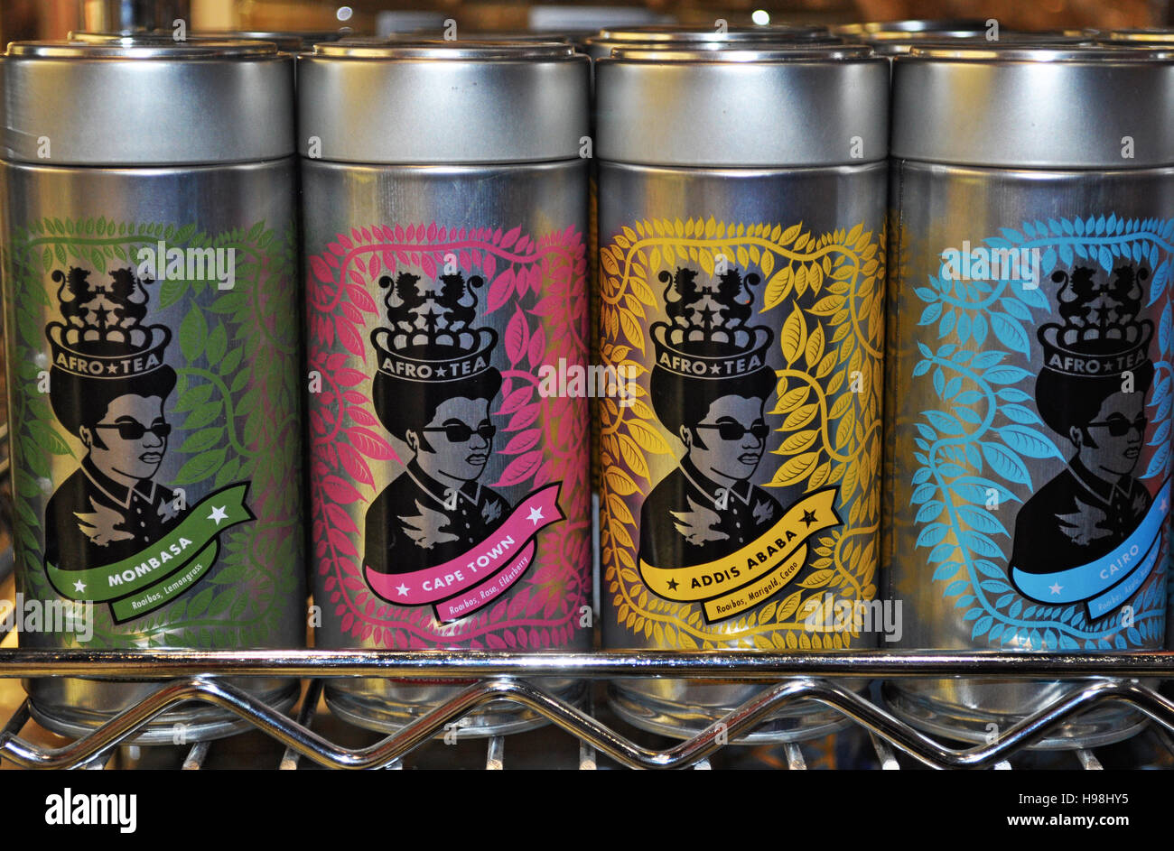 Cape Town, South Africa: shelves with cans of different flavors of ...