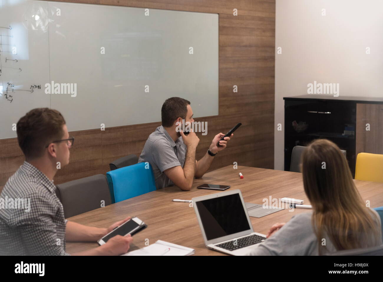 startup business team brainstorming on meeting working on laptop and ...