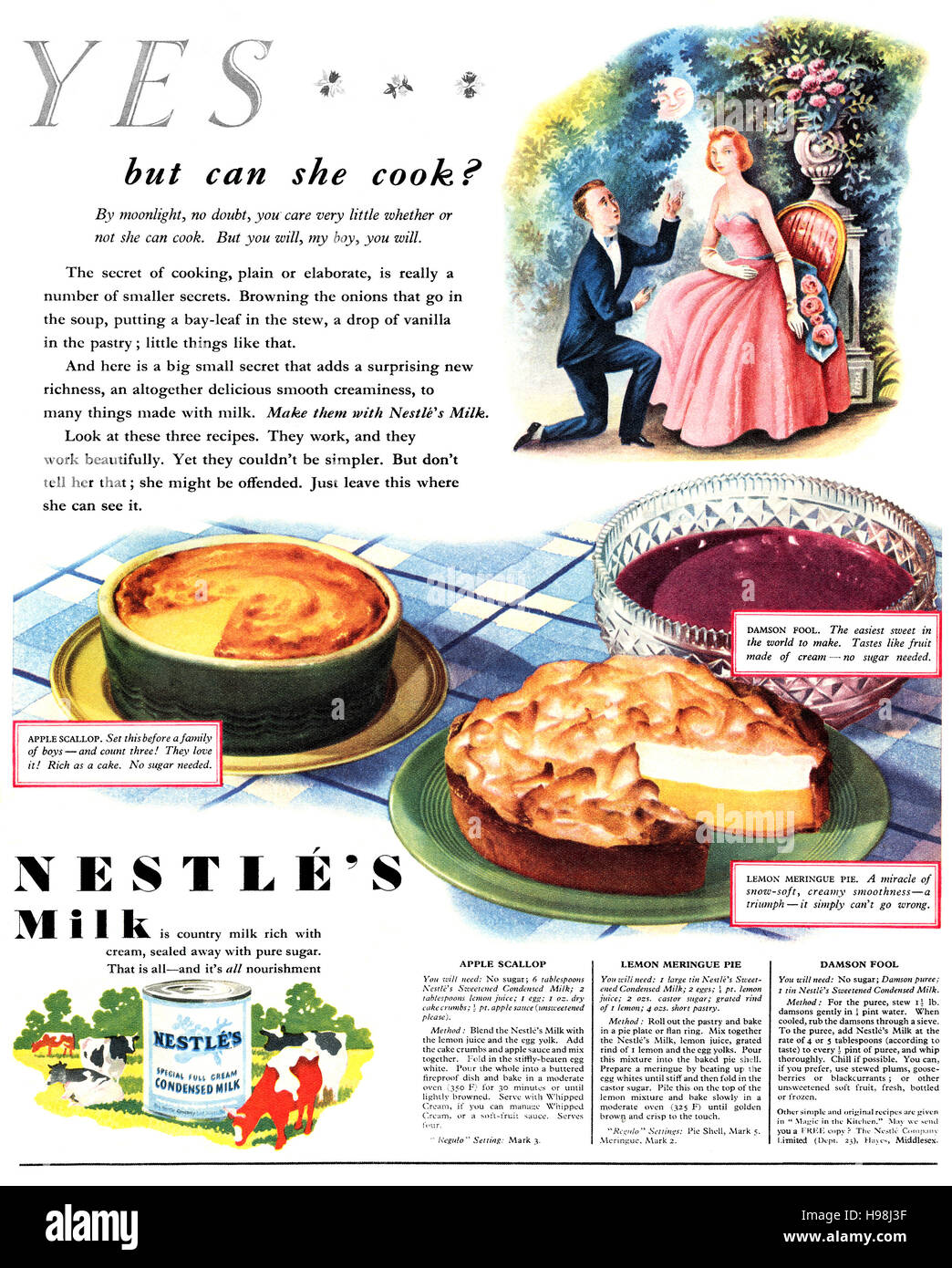 1950 British advertisement for Nestlé's Milk Stock Photo - Alamy