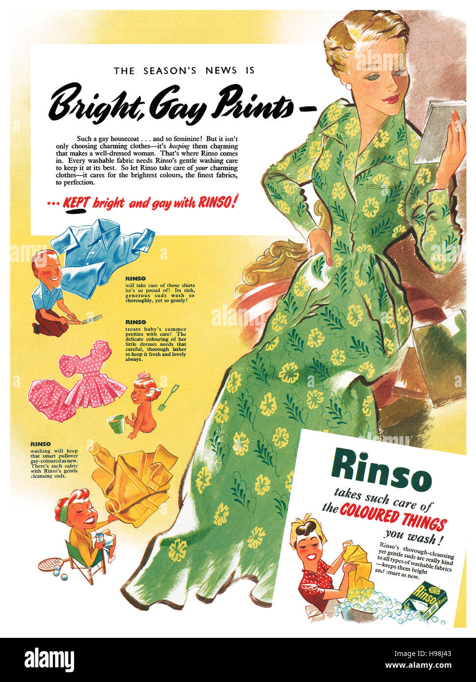 1951 British advertisement for Rinso washing powder Stock Photo - Alamy