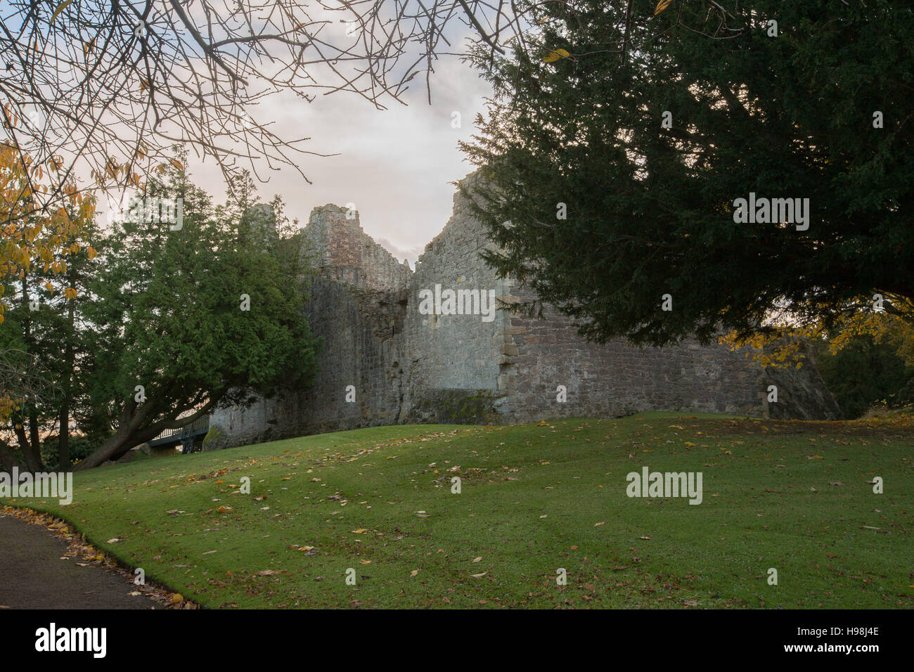 General views of Dirleton Castle, East Lothian, Scotland taken in the ...