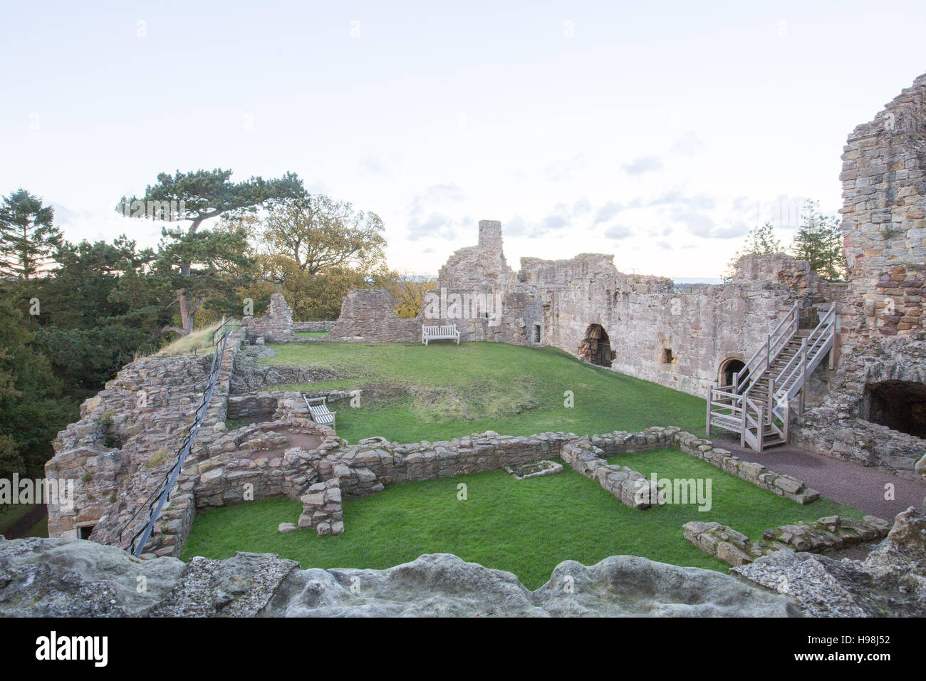 General views of Dirleton Castle, East Lothian, Scotland taken in the ...