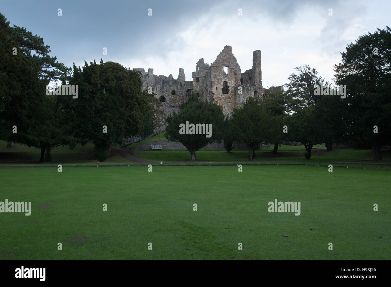 General views of Dirleton Castle, East Lothian, Scotland taken in the ...