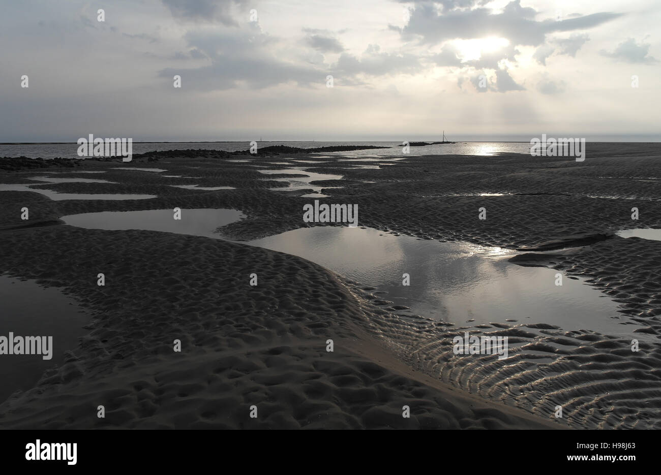 River low water channel river ribble mid distance extending background ...