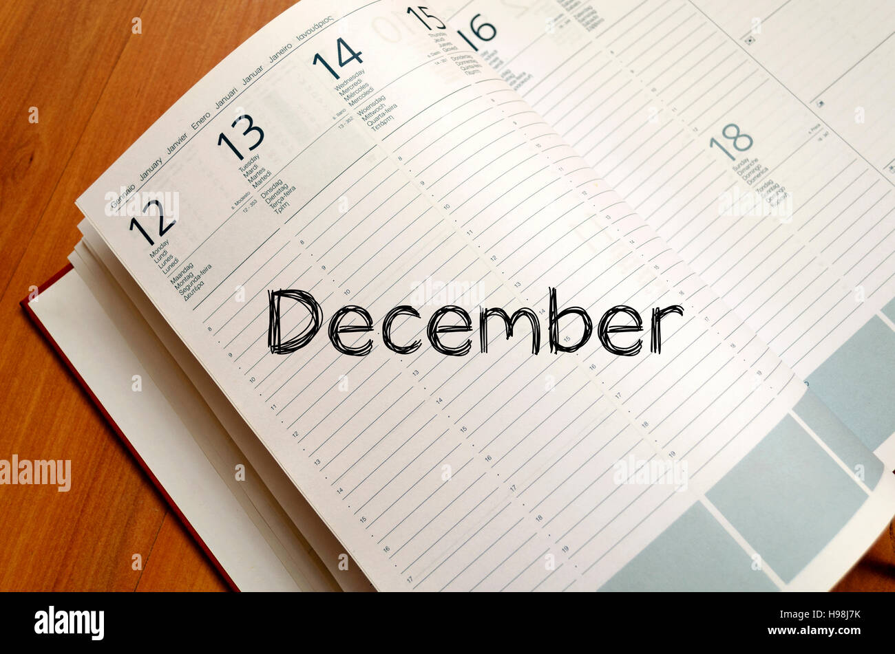 December text concept write on notebook Stock Photo - Alamy