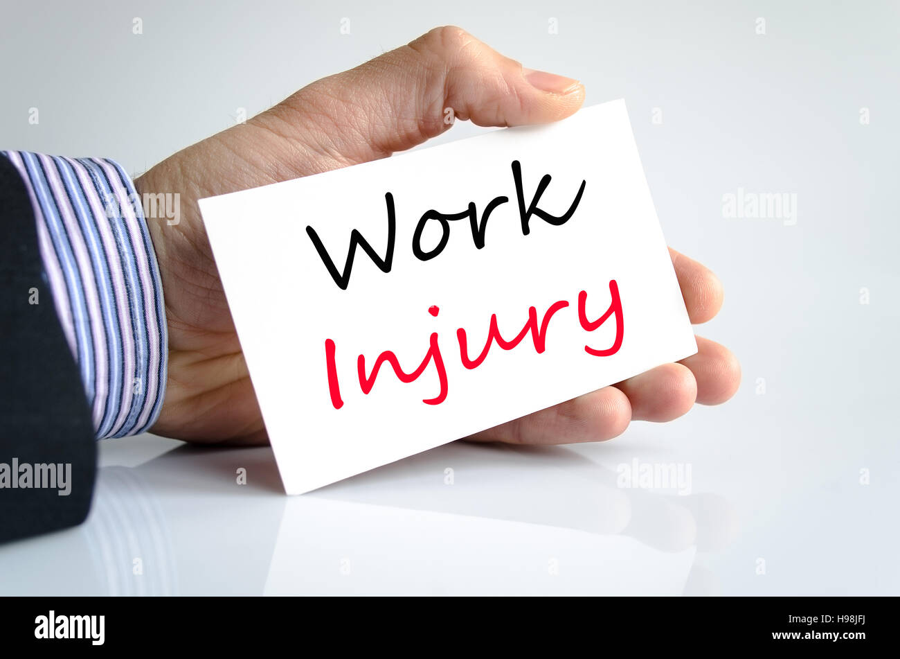 Work injury text concept isolated over white background Stock Photo - Alamy