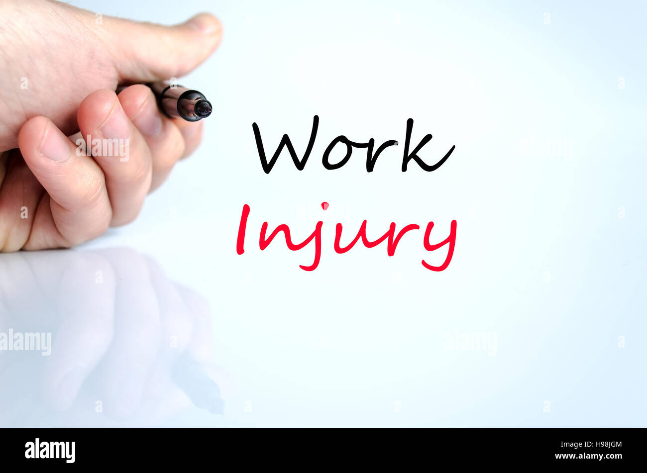 Work injury text concept isolated over white background Stock Photo - Alamy