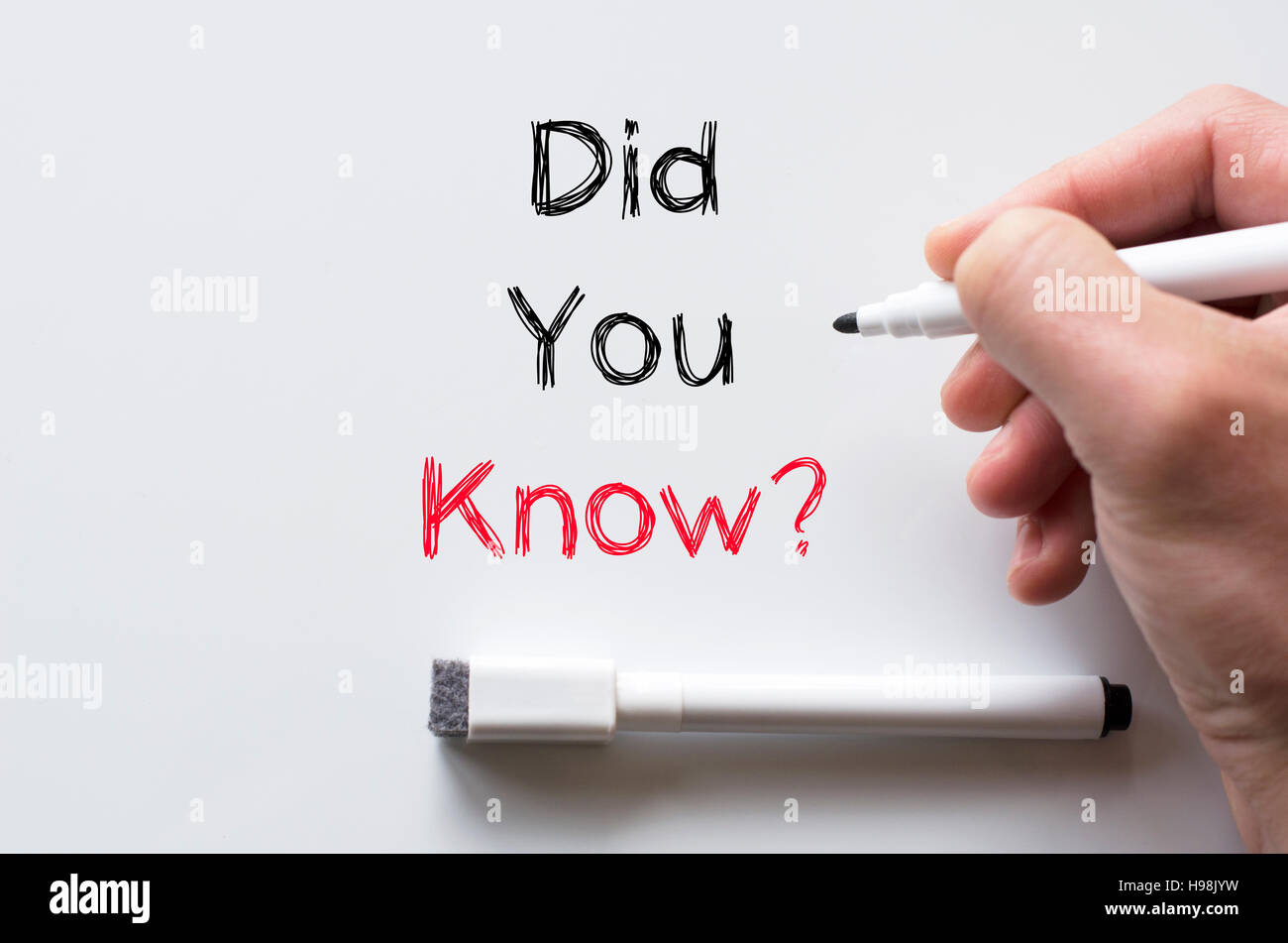 Human hand writing did you know on whiteboard Stock Photo - Alamy