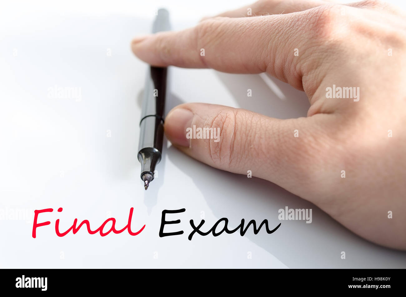 Final exam text concept isolated over white background Stock Photo - Alamy