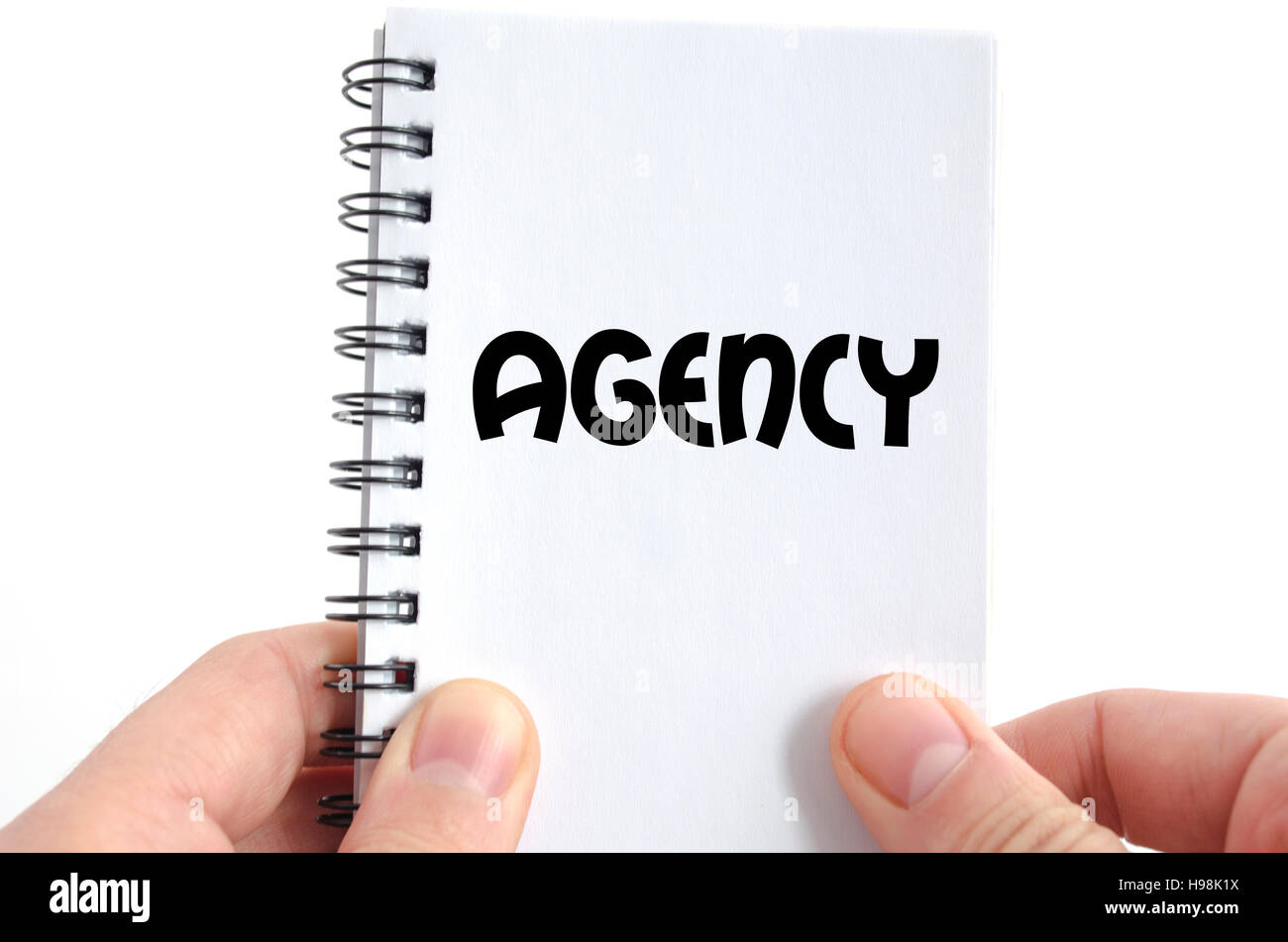 Agency only text concept isolated over white background Stock Photo - Alamy