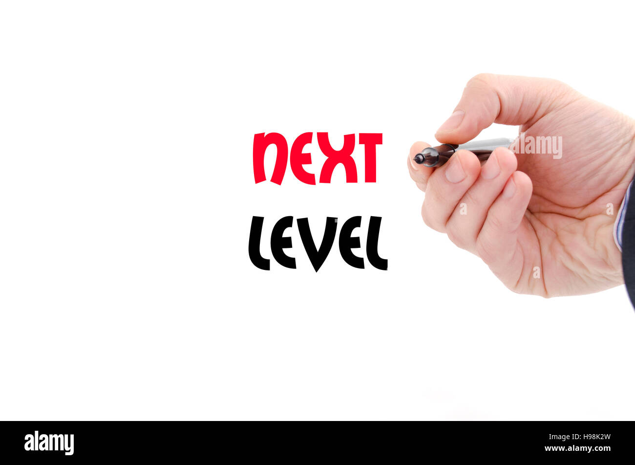Next level text concept isolated over white background Stock Photo - Alamy