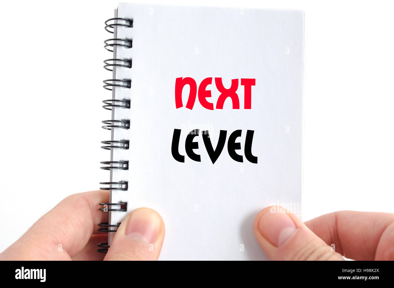 Next level text concept isolated over white background Stock Photo - Alamy