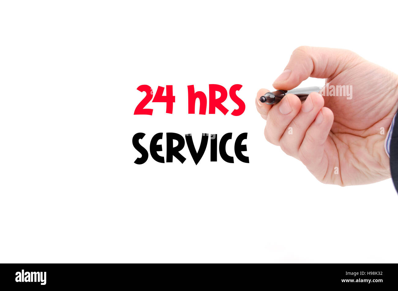 24 hrs service text concept isolated over white background Stock Photo ...
