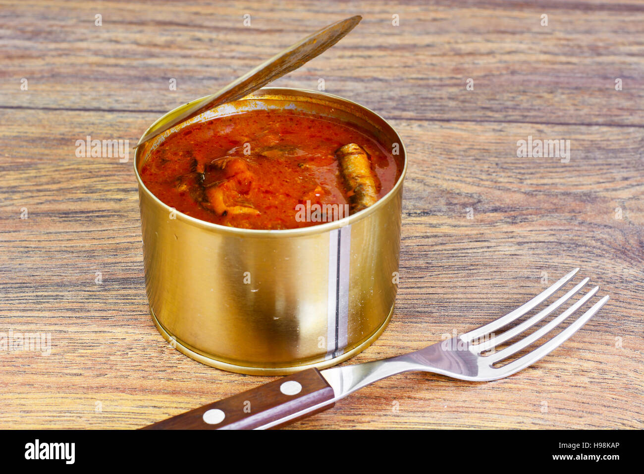 Canned Fish Sprat in Tomato Sauce Studio Photo Stock Photo - Alamy