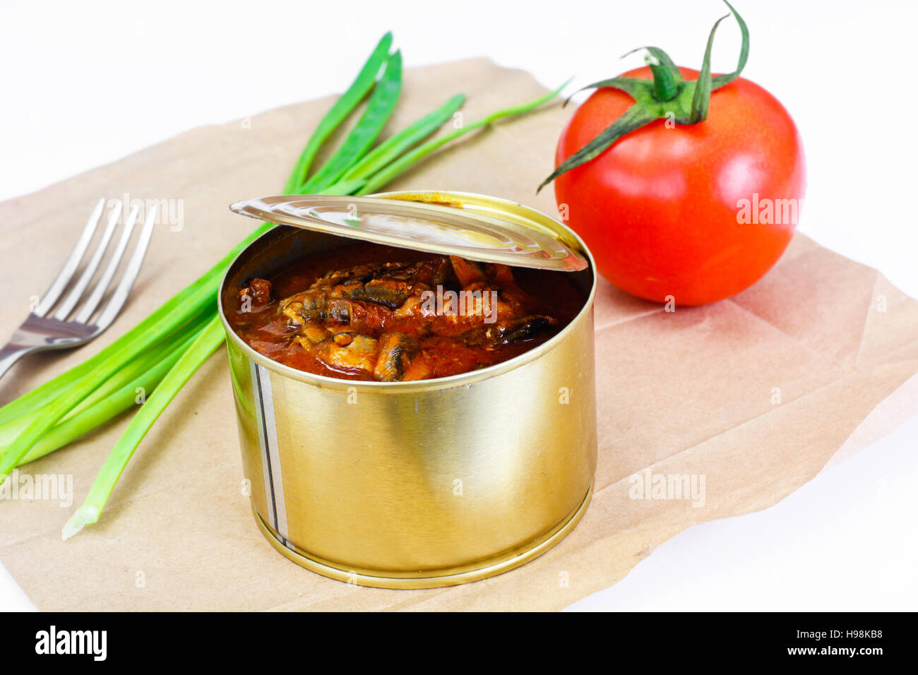 Canned Fish Sprat in Tomato Sauce Studio Photo Stock Photo - Alamy