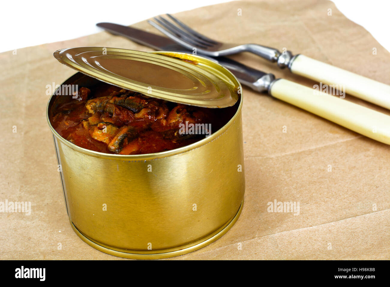Canned Fish Sprat in Tomato Sauce Studio Photo Stock Photo - Alamy