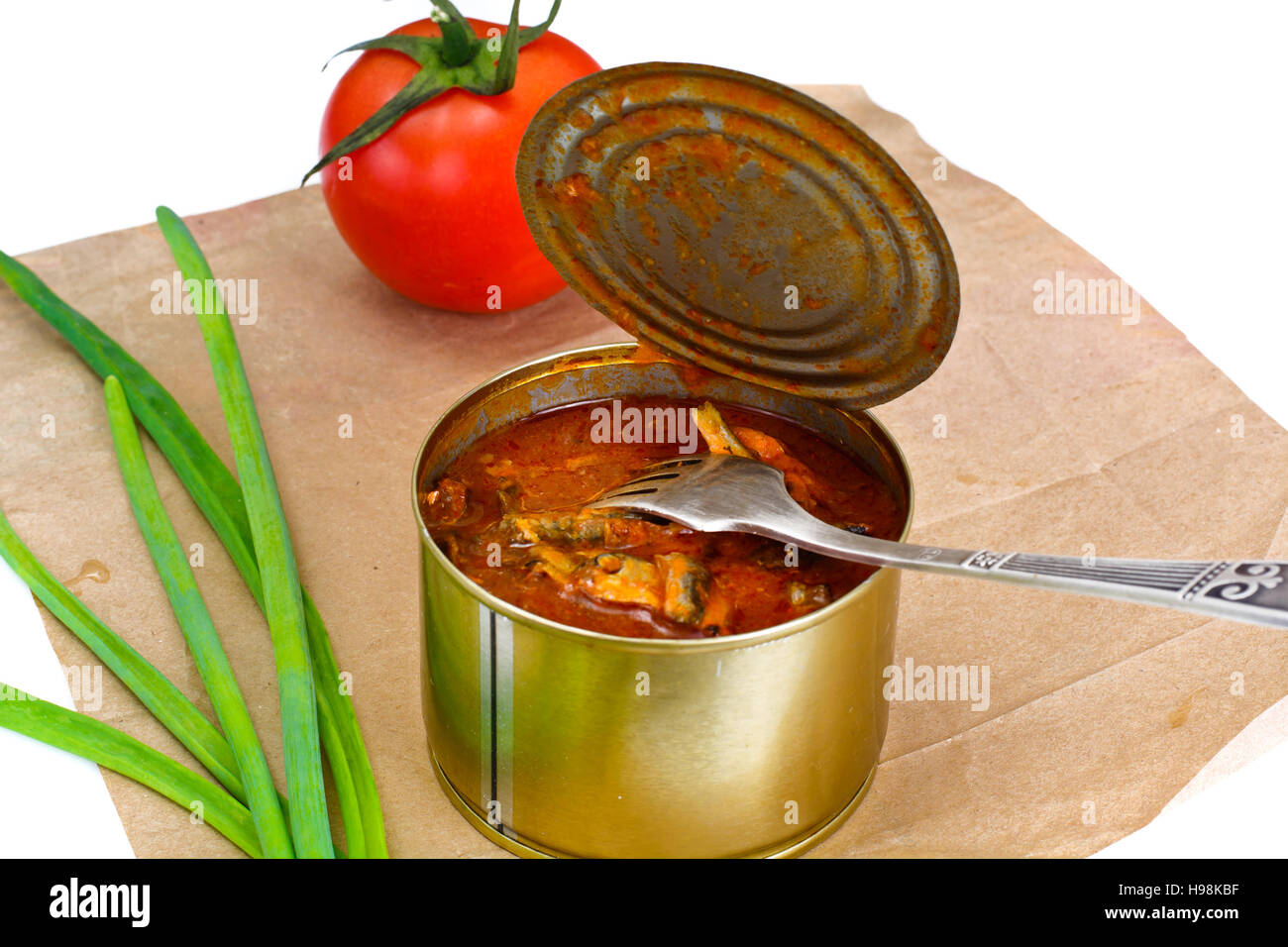 Canned Fish Sprat in Tomato Sauce Studio Photo Stock Photo - Alamy