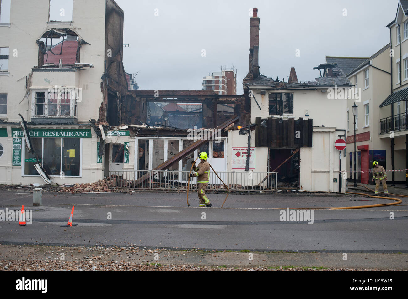 Firefighters attend the aftermath of a major fire at a building in ...