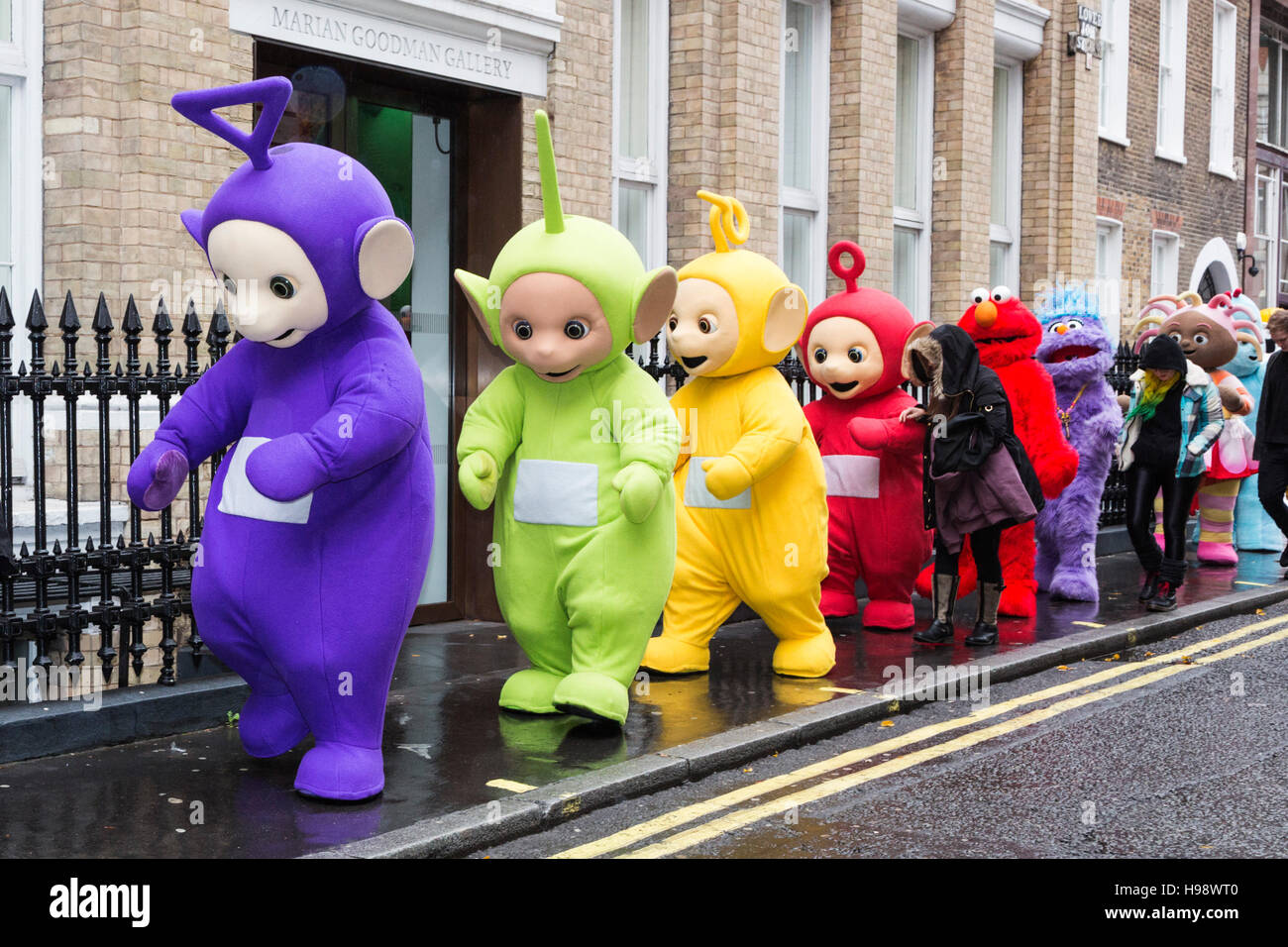 London, UK. 20 November 2016. Teletubbies on their way to the parade ...