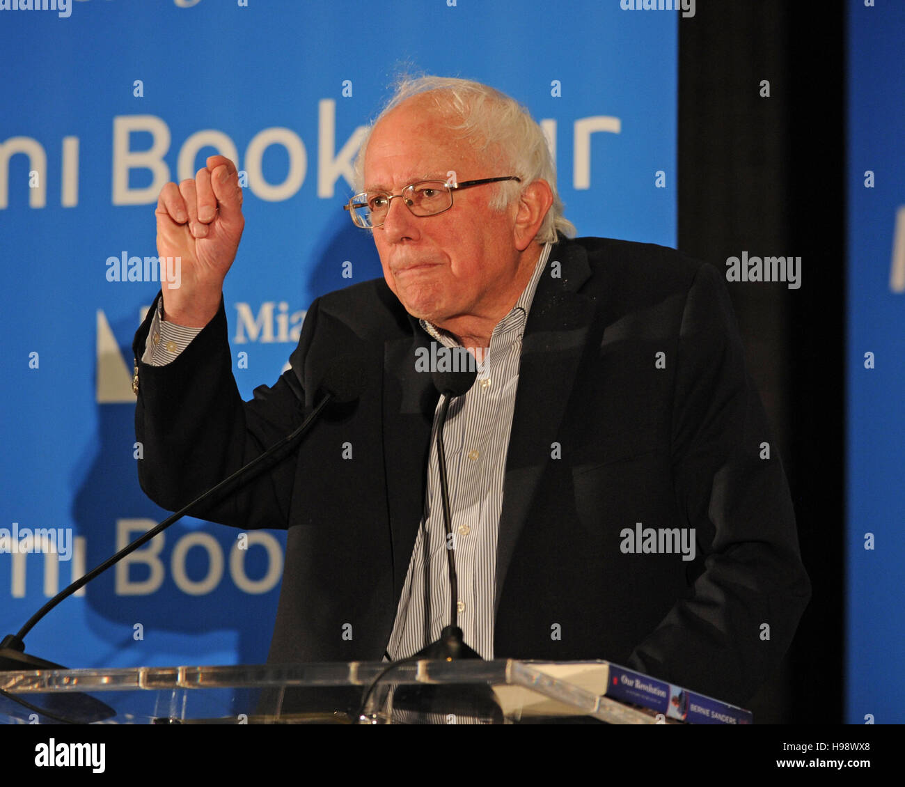 Miami, FL, USA. 19th Nov, 2016. Bernie Sanders speaks during the 2016 ...