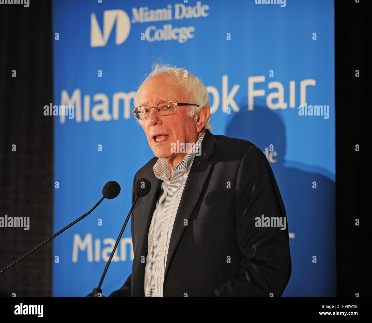 Miami, FL, USA. 19th Nov, 2016. Bernie Sanders speaks during the 2016 ...