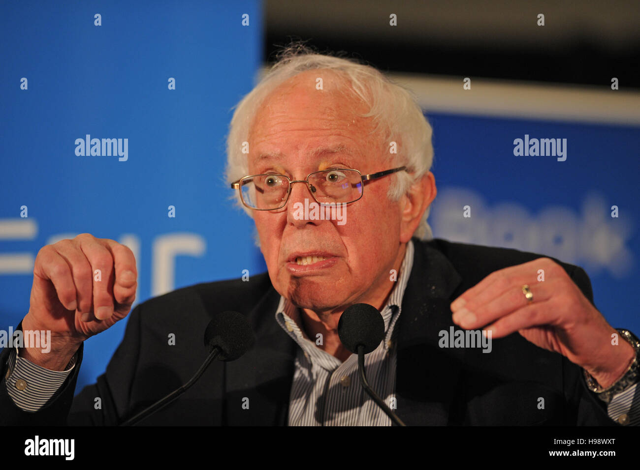 Miami, FL, USA. 19th Nov, 2016. Bernie Sanders speaks during the 2016 ...