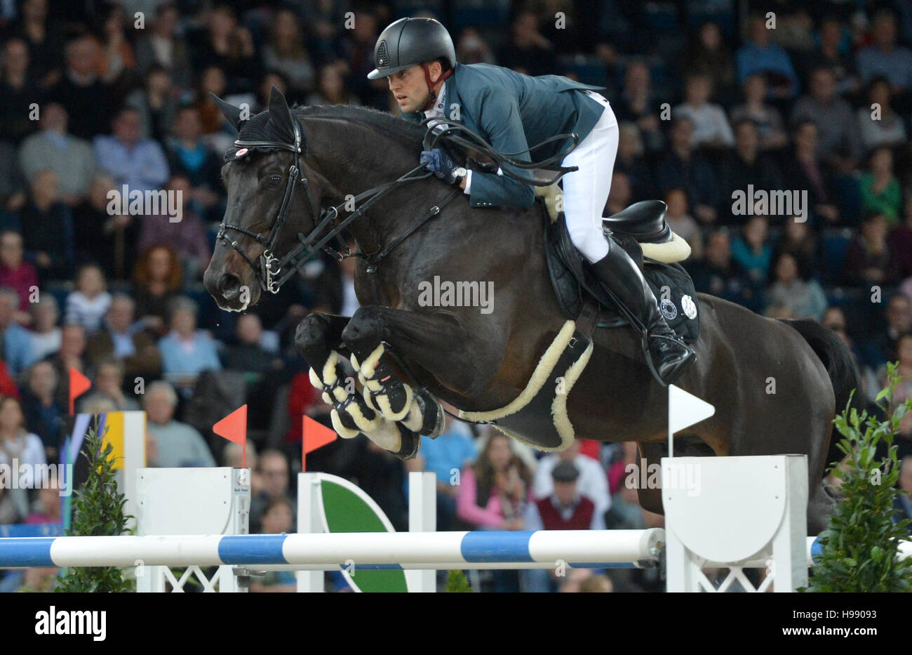 Stuttgart, Germany. 20th Nov, 2016. French show jumper Simon Delestre ...