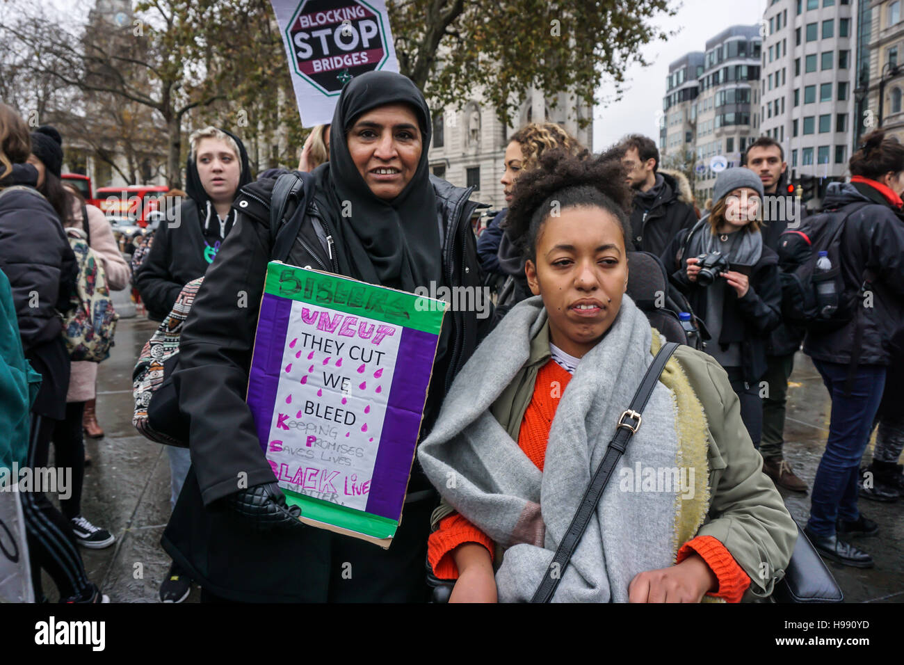 London, England, UK. 20th Nov, 2016. Sister Uncut assembly in Trafalgar ...