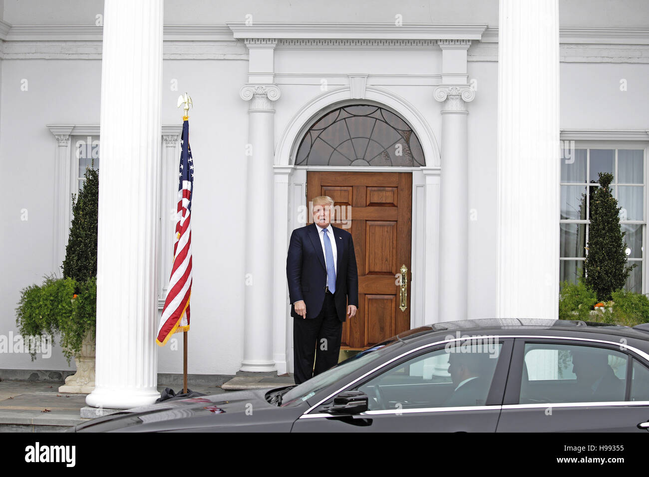 United States President-elect Donald Trump sees off Ari Emanuel at the ...