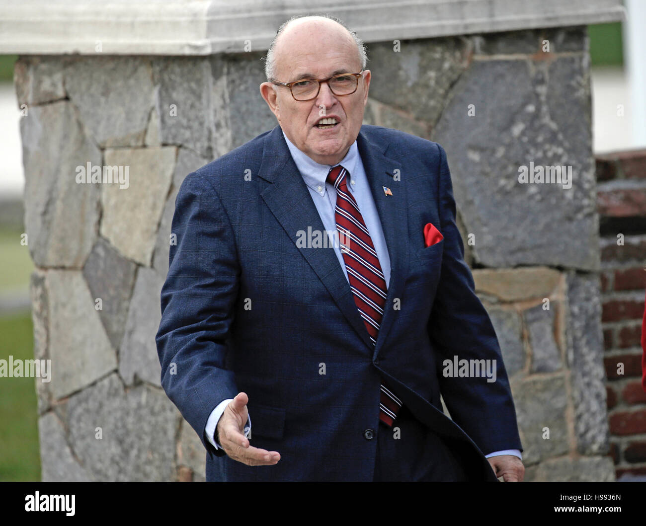 Former New York City Mayor Rudy Giuliani (C) arrives for a meeting with ...