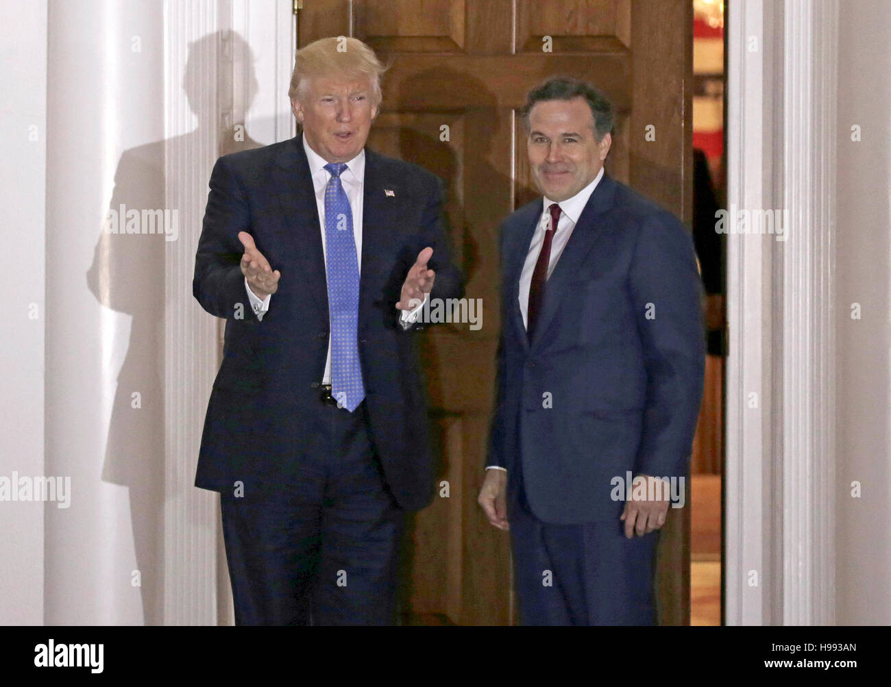 United States President-elect Donald Trump (L) poses with David ...
