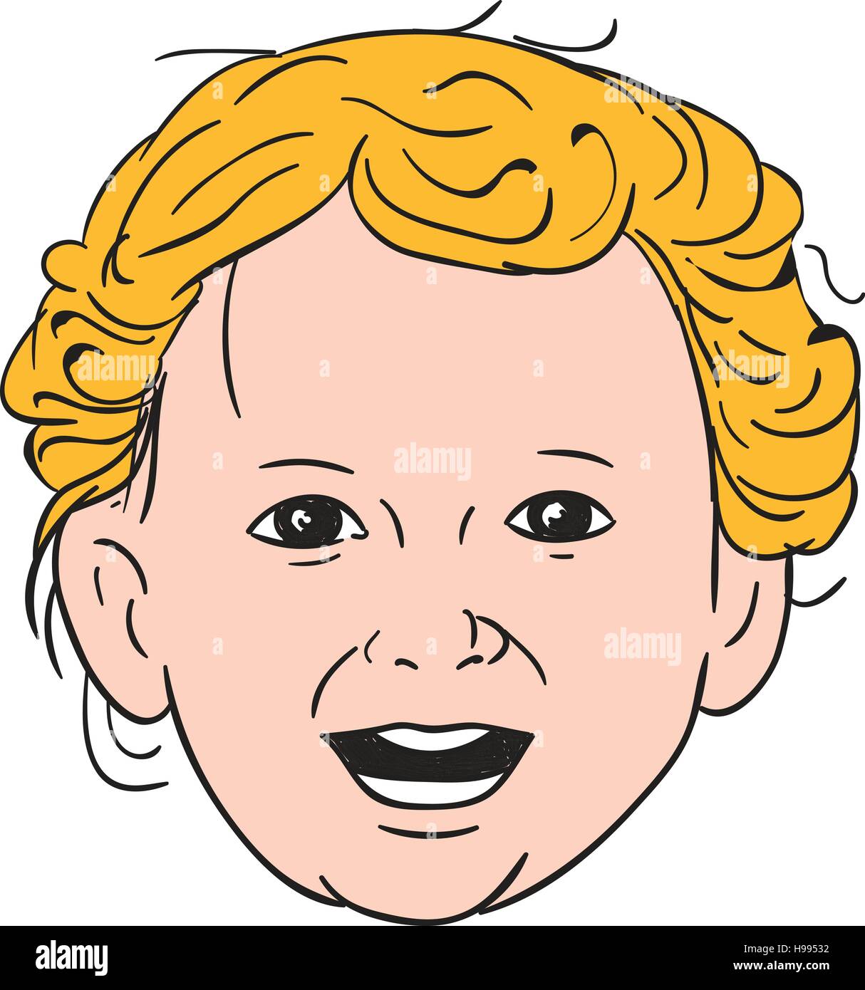 Drawing sketch style illustration of a head of a blonde caucasian ...