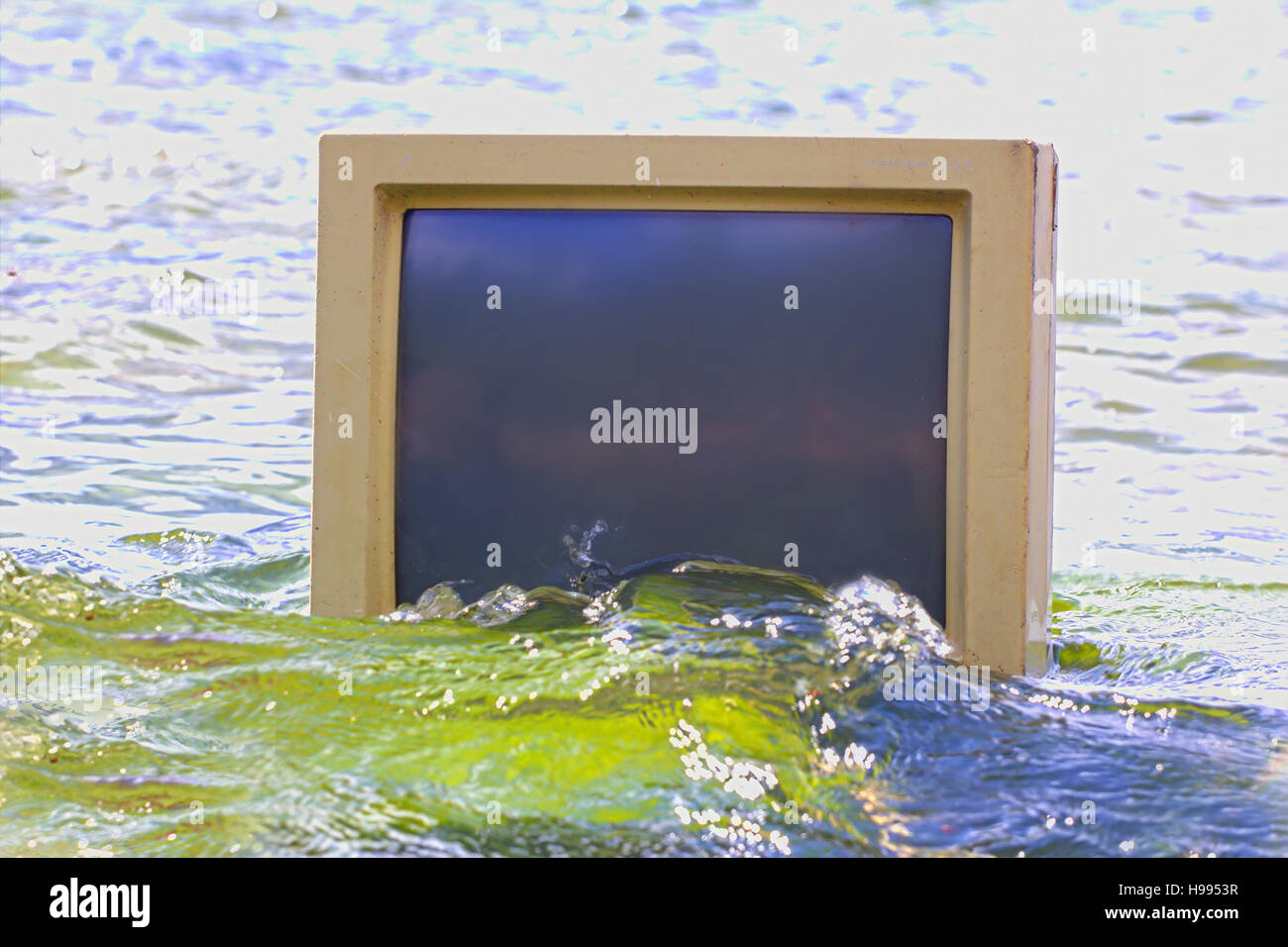 unusual frame sea surrounds computer monitor Stock Photo - Alamy