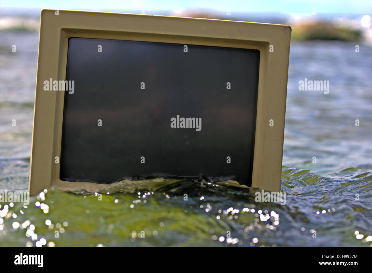 unusual frame sea surrounds computer monitor Stock Photo - Alamy