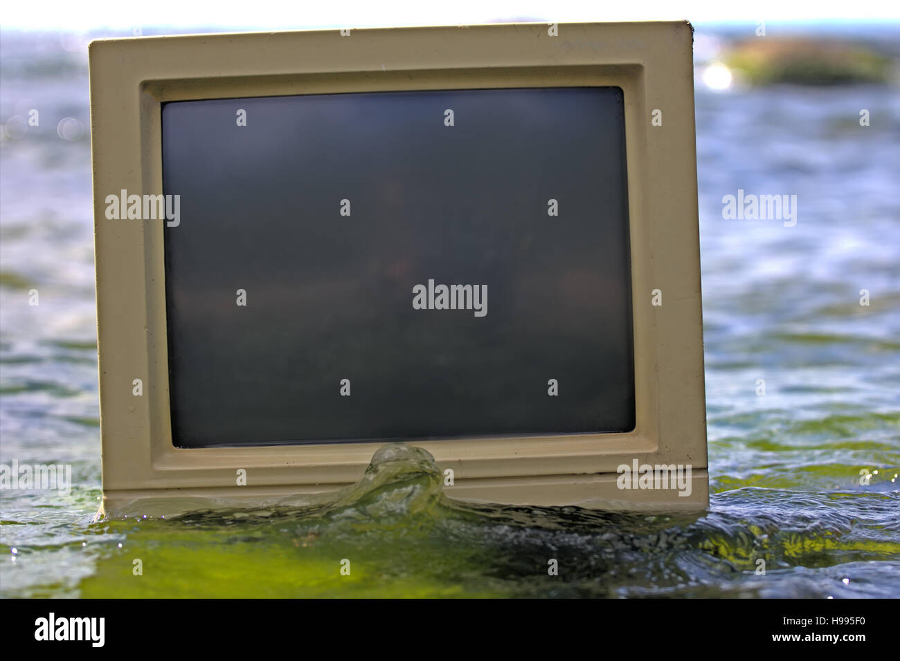 unusual frame sea surrounds computer monitor Stock Photo - Alamy