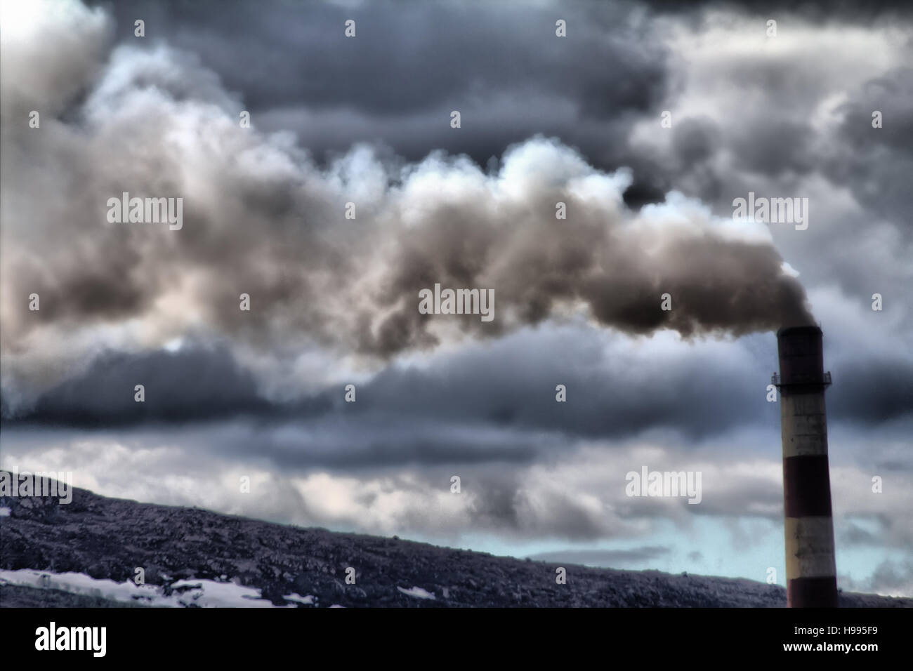 Bad ecology. Uncomfortable cities of polar region. High-rise buildings ...