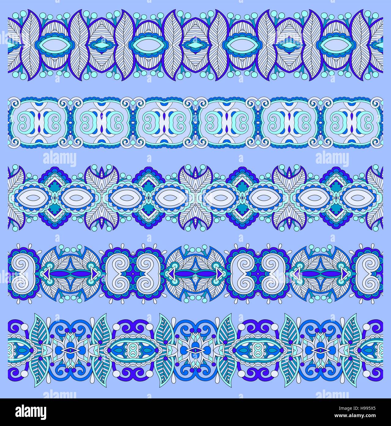 Vector ethnic border set blue hi-res stock photography and images - Alamy
