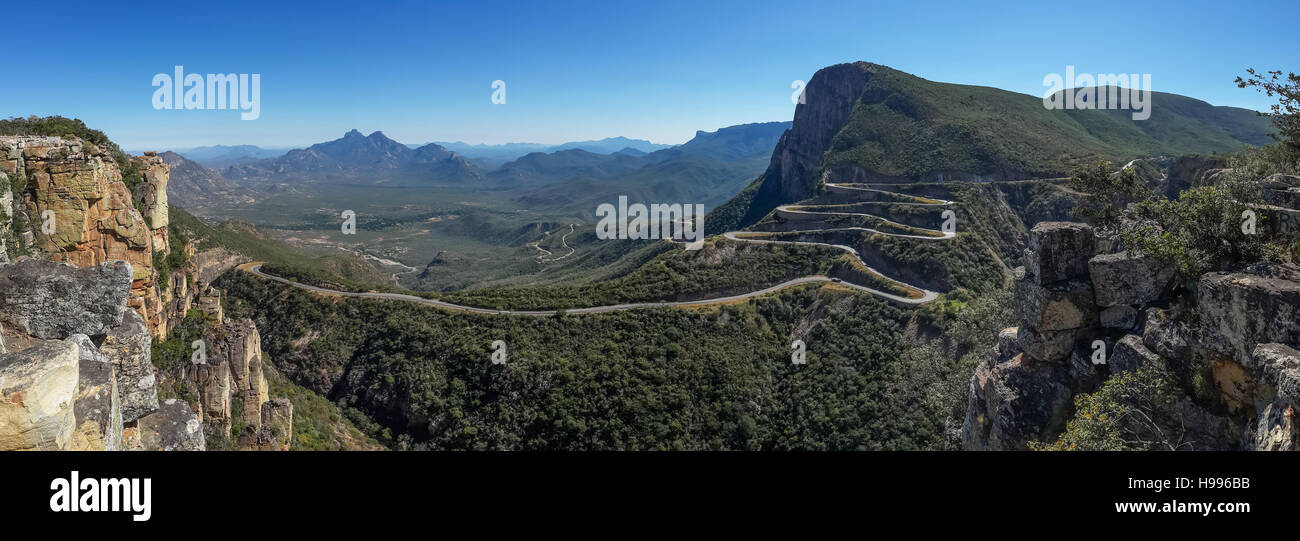 The impressive Serra da Leba pass in Angola. The road gains altitude ...