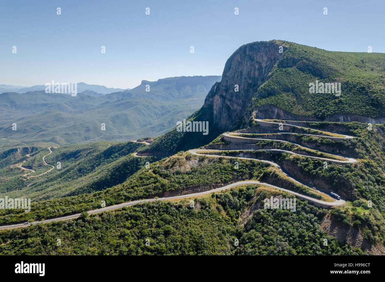 The impressive Serra da Leba pass in Angola. The road gains altitude ...