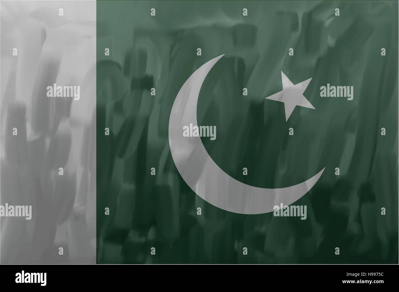Pakistan painted / drawn vector flag. Dramatic, unusual look. Vector ...