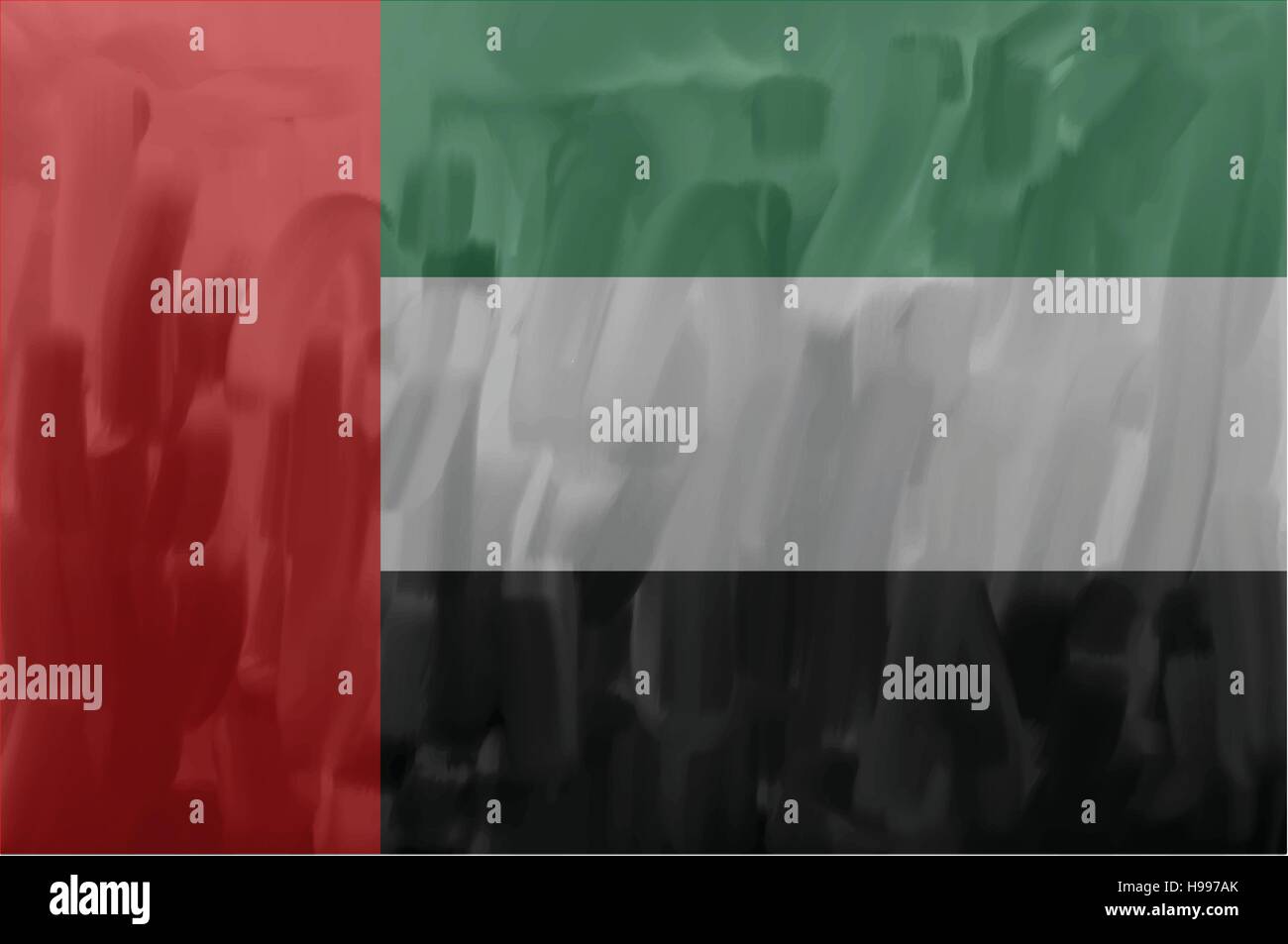 United Arab Emirates /UAE painted / drawn vector flag. Dramatic ...