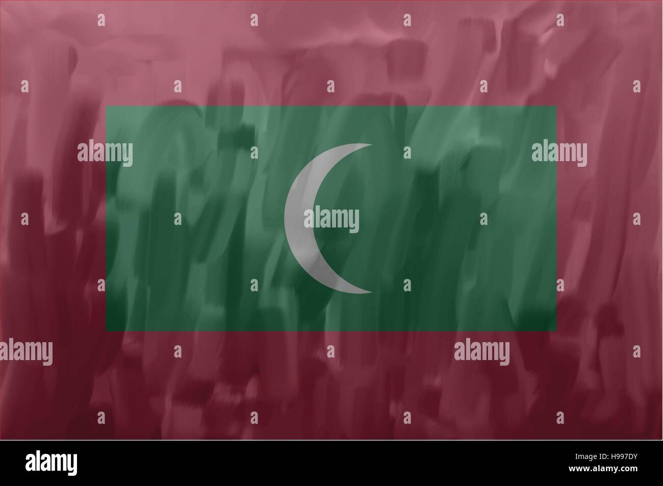 Maldives painted / drawn vector flag. Dramatic, unusual look. Vector ...