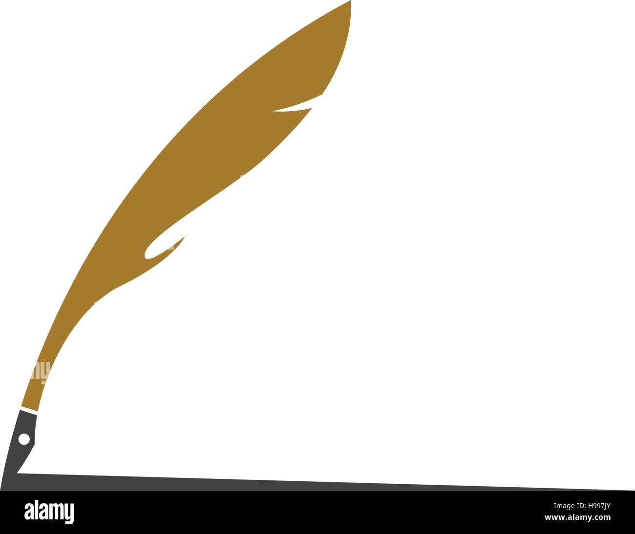 Vector logo design element on white background. Feather writing Stock ...