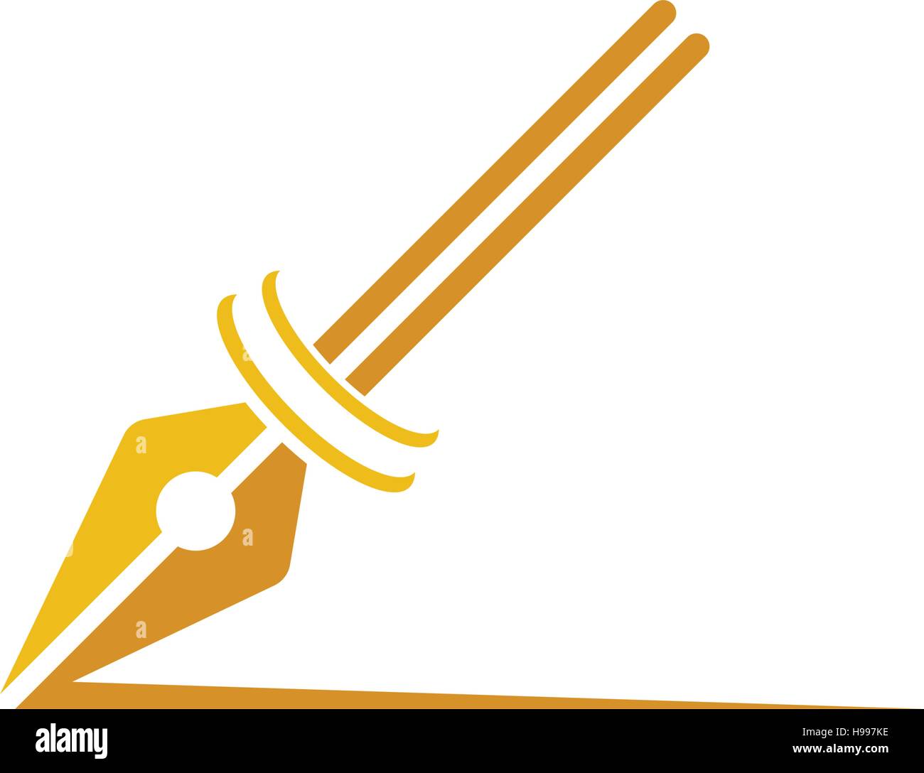 Vector logo design element on white background. Feather writing Stock ...