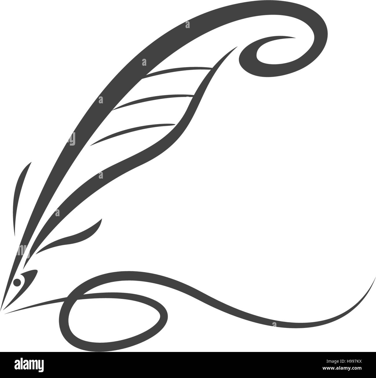 Vector logo design element on white background. Feather writing Stock ...