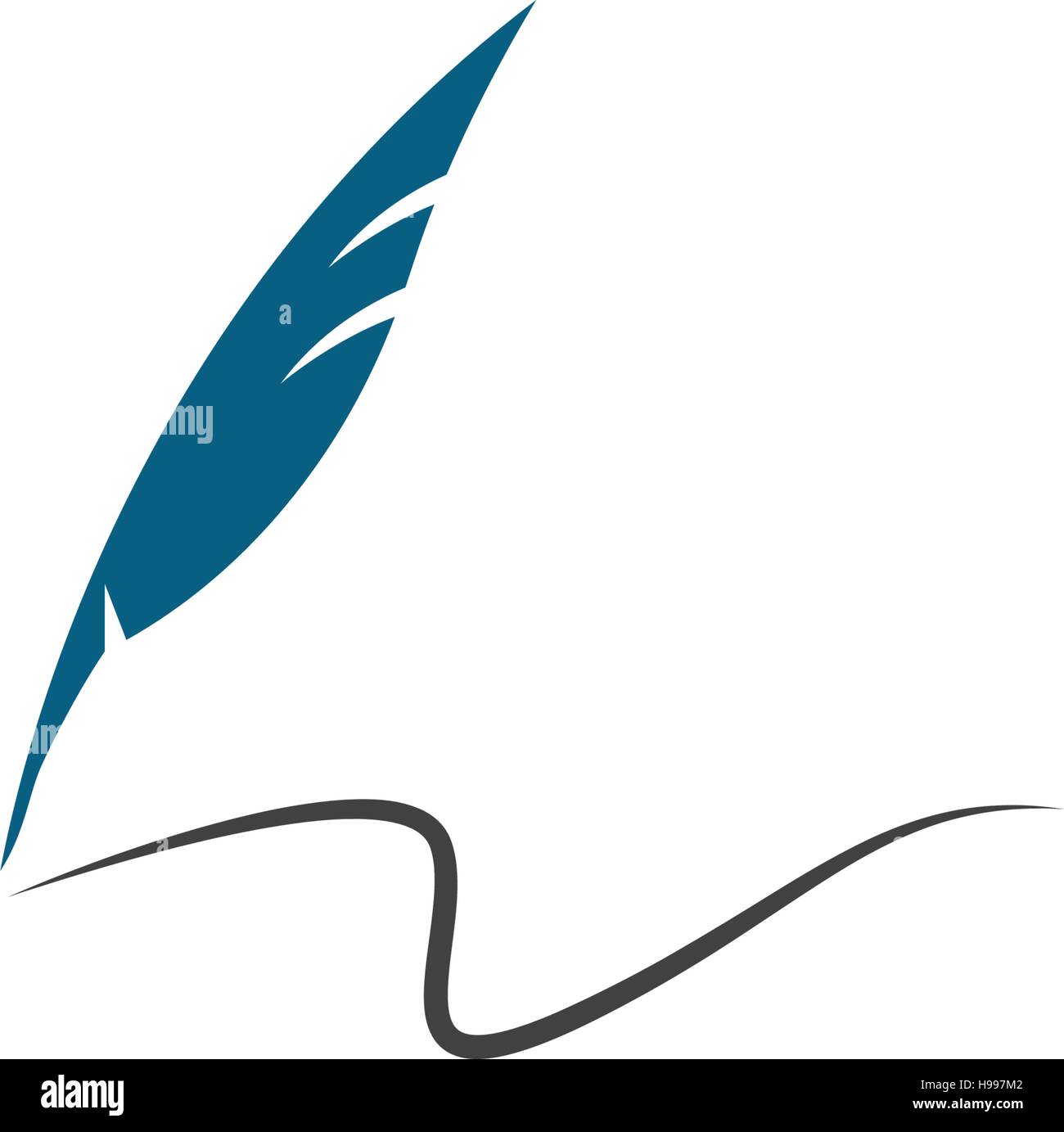 Vector logo design element on white background. Feather writing Stock ...