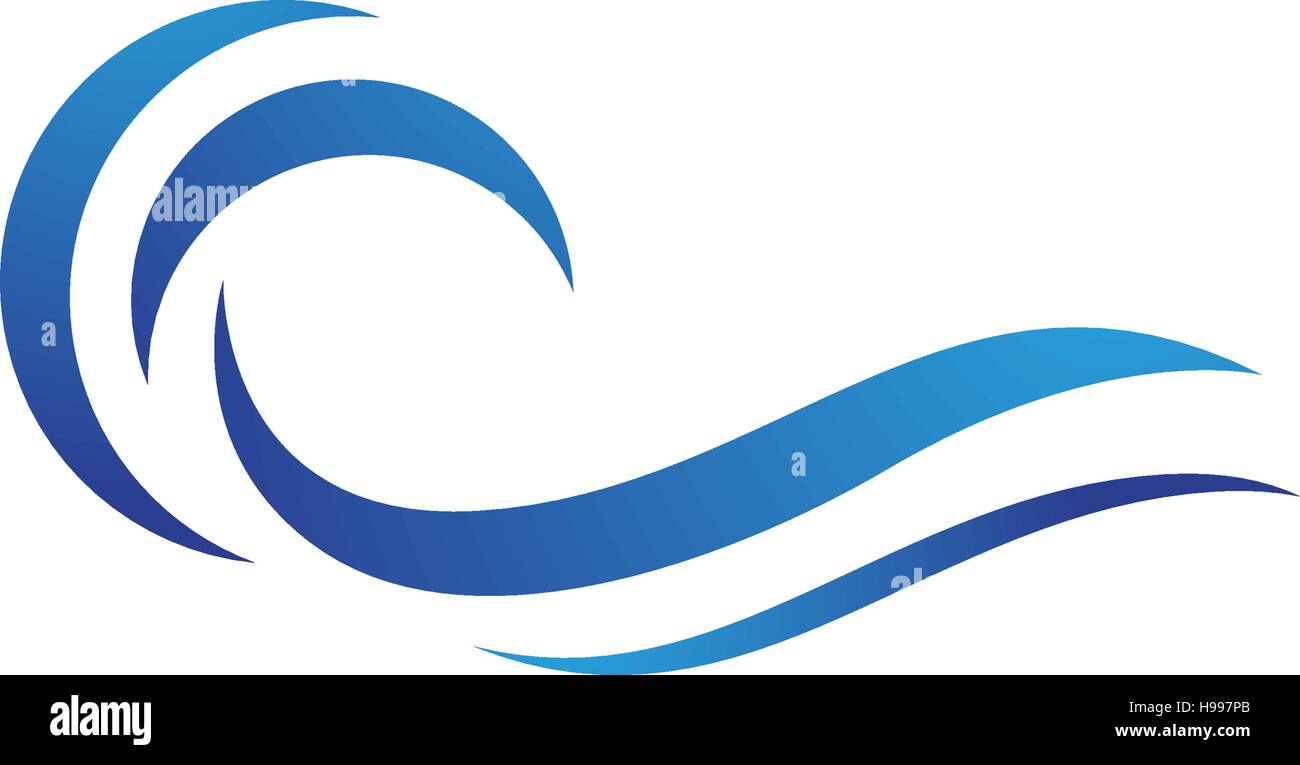 Vector Logo with yellow sun and blue sea waves. Vector logotype Stock ...