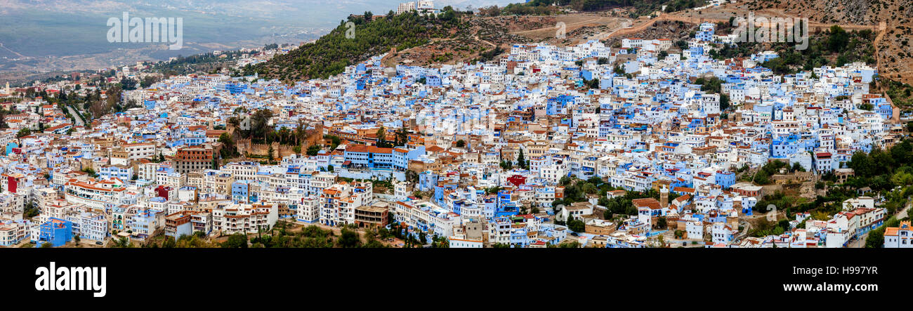 An Elevated Panoramic View Of The Medina and City Of Chefchaouen ...