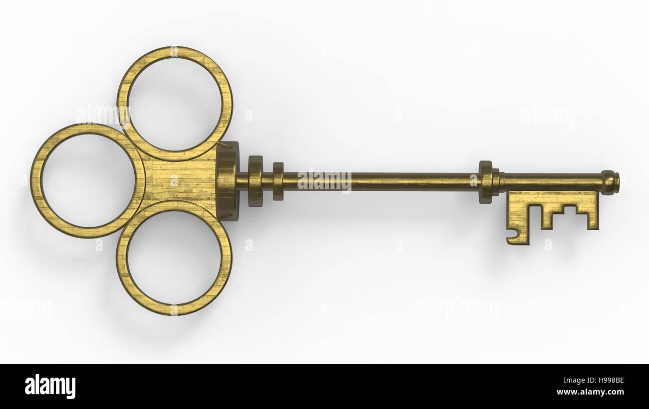 The old key with isolated background Stock Photo - Alamy
