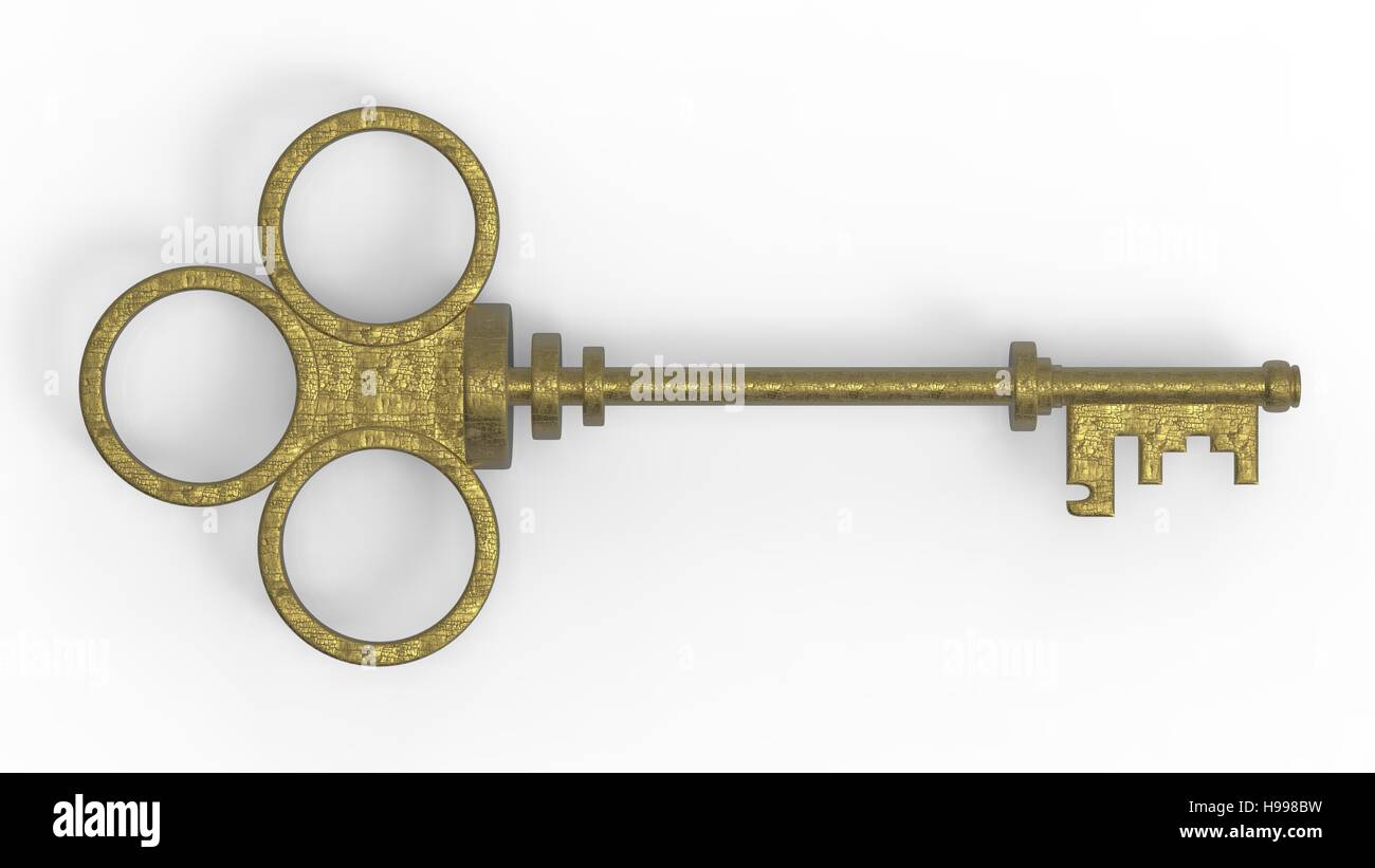 The old key with isolated background Stock Photo - Alamy